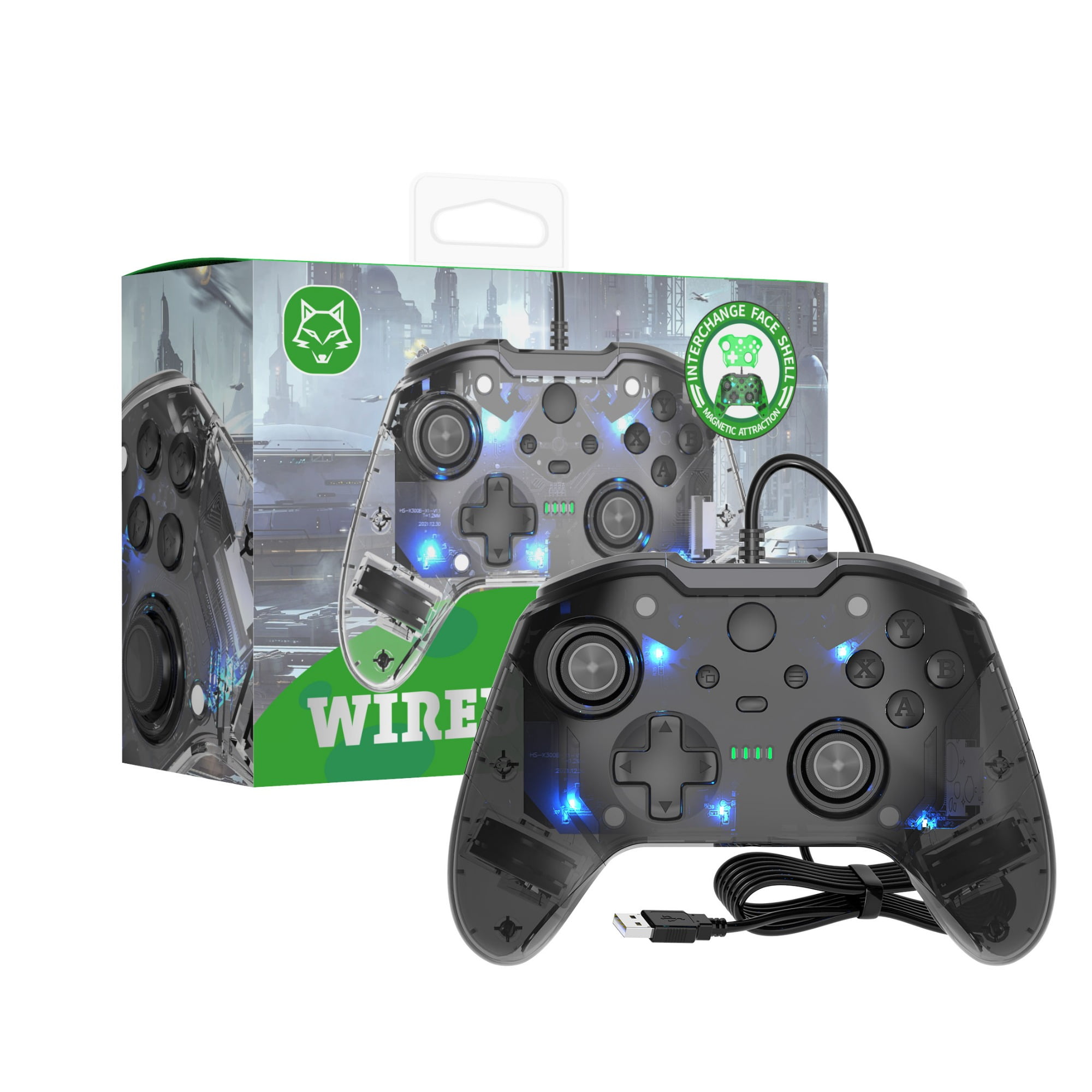 USB Wired Gaming Controller For Windows PC Gamepad with Built-in Dual ...